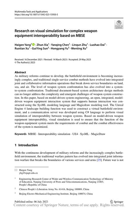 Pdf Research On Visual Simulation For Complex Weapon Equipment