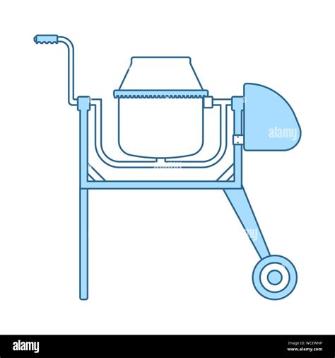 Icon Of Concrete Mixer Thin Line With Blue Fill Design Vector
