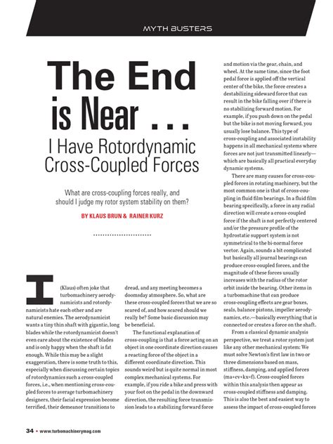 Compressor Rotordynamic Cross Coupled Forces 1729568198 Pdf Force Turbomachinery