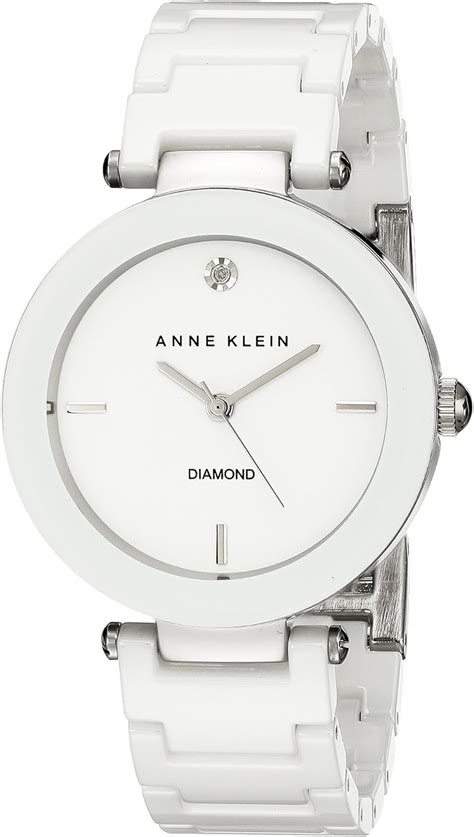 Reloj De Pulsera De Cerámica Negra Para Mujer Anne Klein Con Acento De Diamante