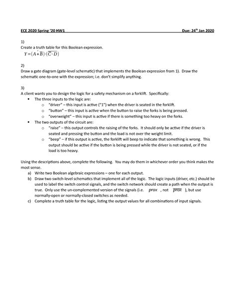 Sp HW The First Homework Assignment Of The Course ECE Spring HW Due Th