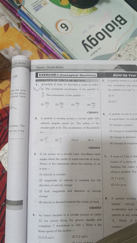 Physics Circular Motion Exercise I Conceptual Questions Kinematics Of