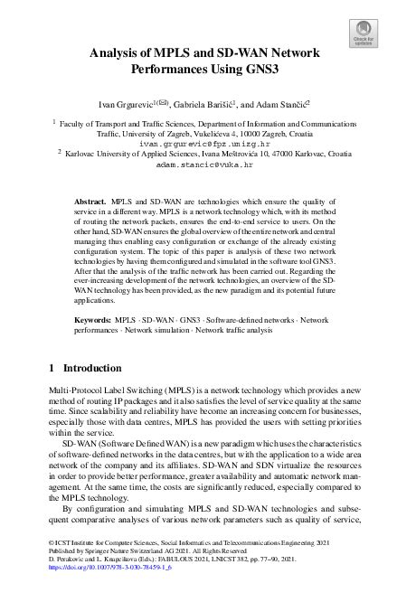 Pdf Analysis Of Mpls And Sd Wan Network Performances Using Gns3