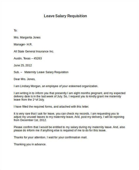 Leave Salary Request Letter Format Get What You Need