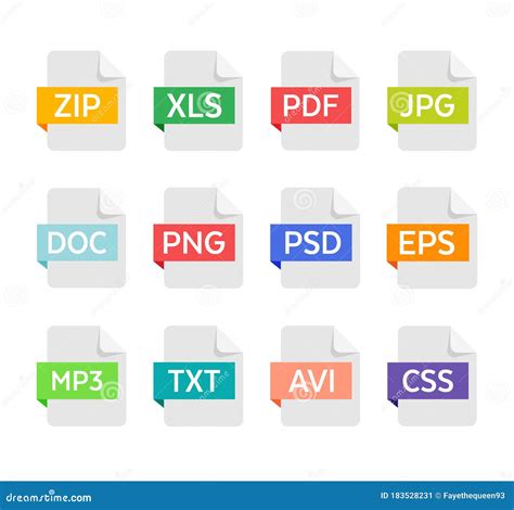 File Format Icon Set Isolated On White Background Stock Vector