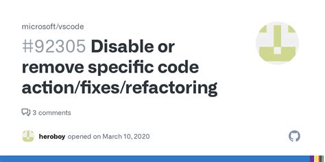Disable Or Remove Specific Code Actionfixesrefactoring · Issue 92305 · Microsoftvscode · Github