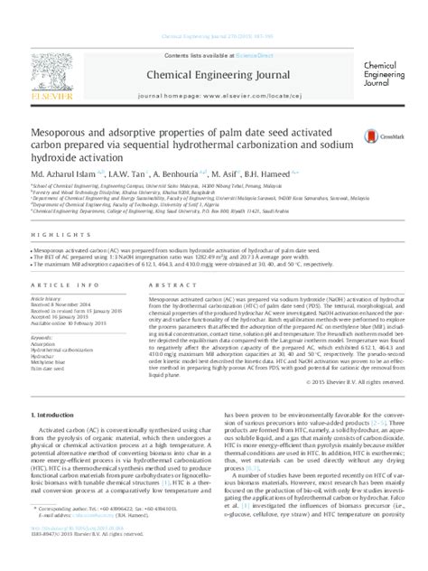 Pdf Mesoporous And Adsorptive Properties Of Palm Date Seed Activated
