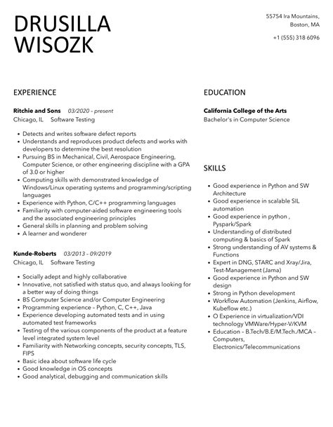 Software Testing Resume Samples Velvet Jobs