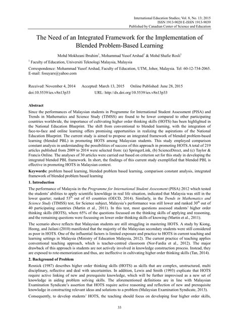 Pdf The Need Of An Integrated Framework For The Implementation Of