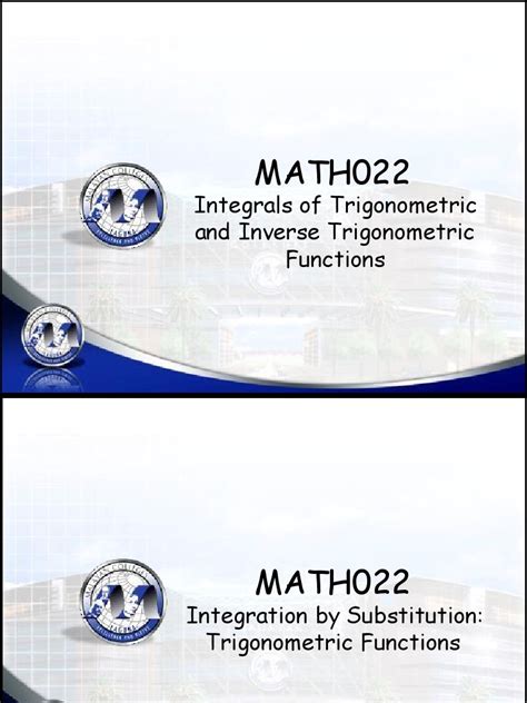 Tegrals Yielding To Trigo And Inv Trigo Fn Pdf Integral