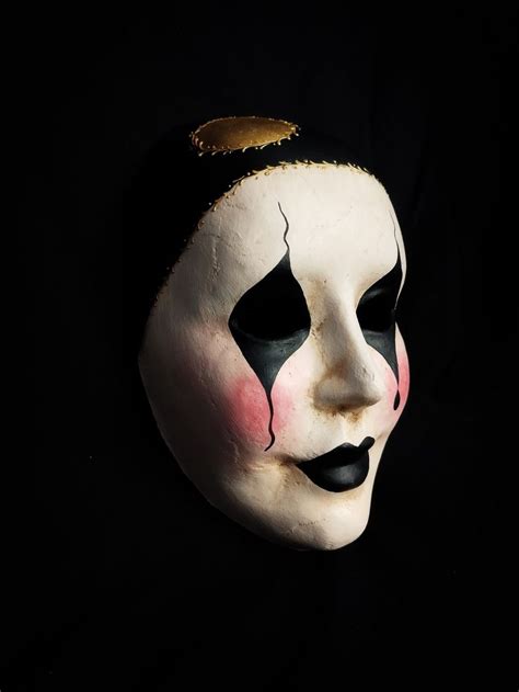 Handmade Pierrot Mask Venetian Paper Mache Masquerade Mask Etsy