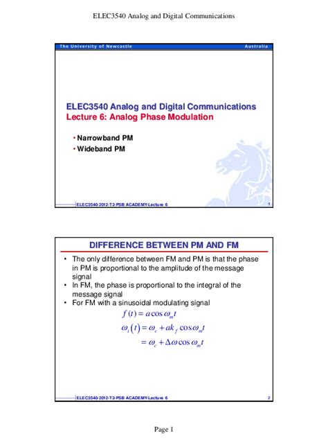 Pdf Elec3540 Lecture 6 Analog Phase Modulation