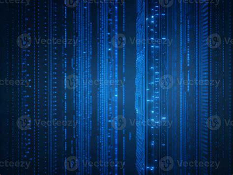 Ai Generated Blue Digital Binary Data On Computer Screen Background Binary Code Background