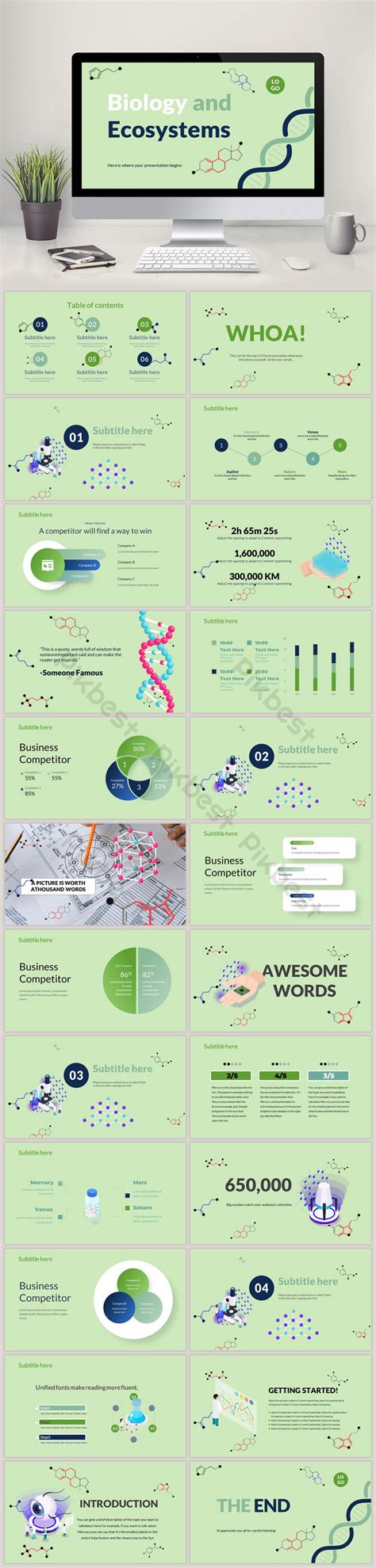 Biology And Ecosystems Green PowerPoint PPTX Template Free Download Pikbest