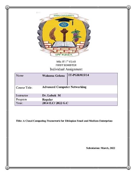 A Cloud Computing Framework For Ethiopian Lubak M Program Regular