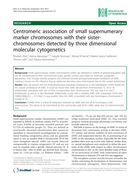 Pdf Centromeric Association Of Small Supernumerary Marker Chromosomes