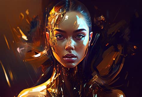 Premium Ai Image Futuristic Cyber Woman Portrait 3d Rendering Toned