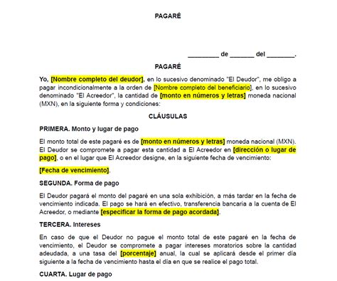 Descarga Formato De Pagaré De Servicios Gratis Verificamex Blog