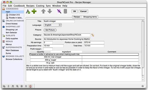 Shopncook Users Manual Recipe Editor