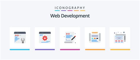 Web Development Flat 5 Icon Pack Including Web Layout Language Drawing Design Creative