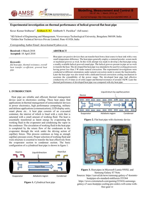 Pdf Experimental Investigation On Thermal Performance Of Helical Grooved Flat Heat Pipe