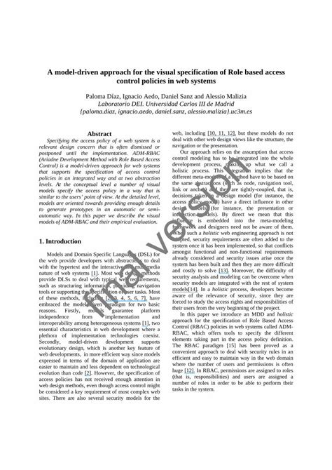 Pdf A Model Driven Approach For The Visual Specification Of Role