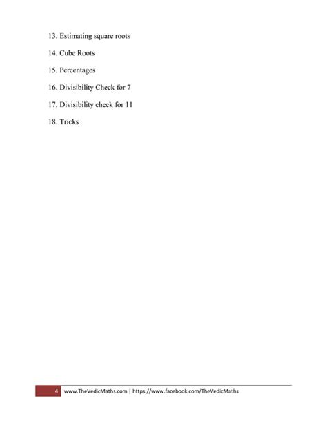 The Vedic Maths Contents Pdf