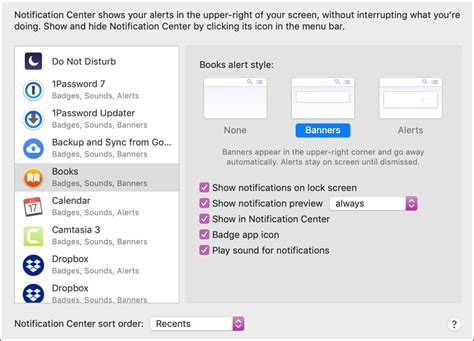 customize my macos x notifications center