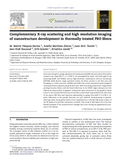 Pdf The Key Role Of Microtexture In The Graphitisation Of Pbo Fibre Chars As Seen By X Ray