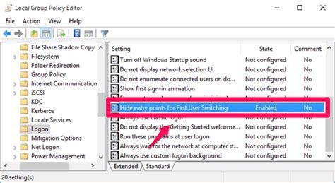 Enable Or Disable Fast User Switching In Windows 10