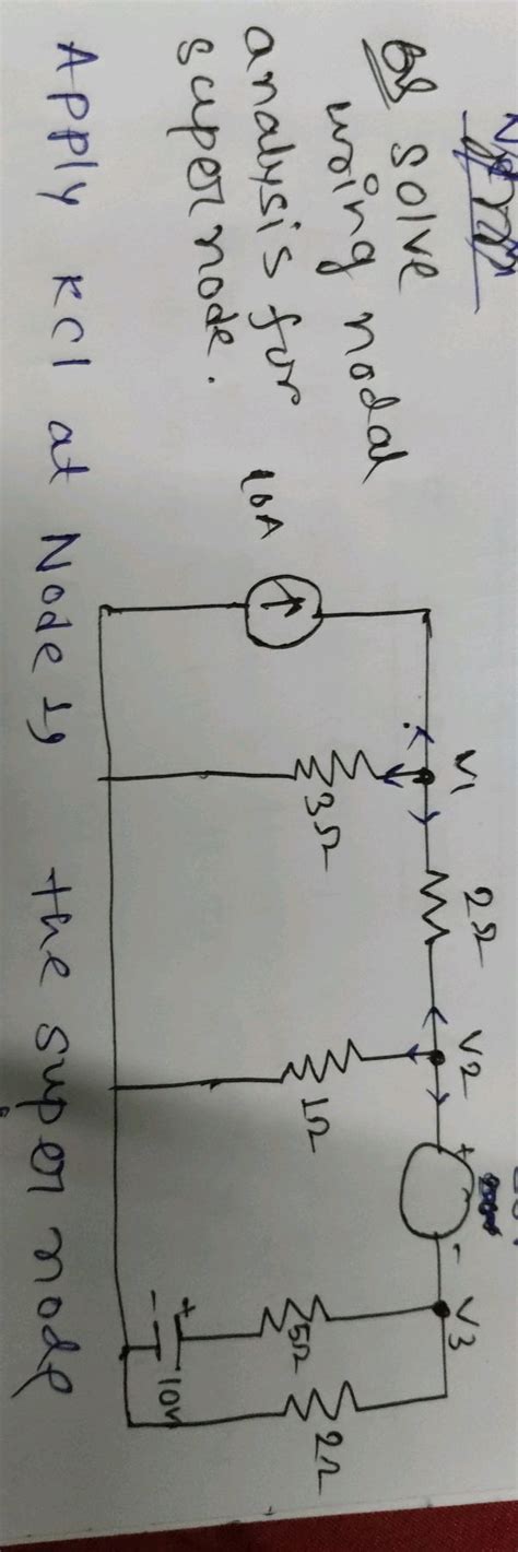 Solve Using Nodal Analysis For Supernode Studyx