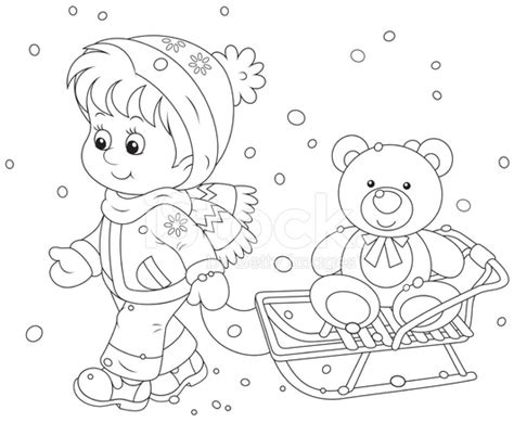 썰매와 아이 스톡 벡터 Freeimages