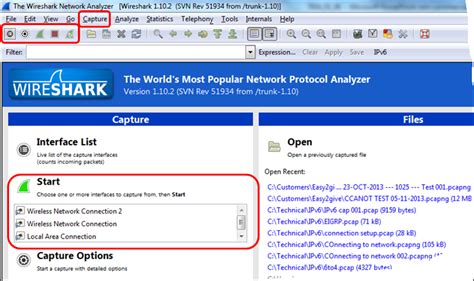 Starting The Capture Of Data Network Analysis Using Wireshark