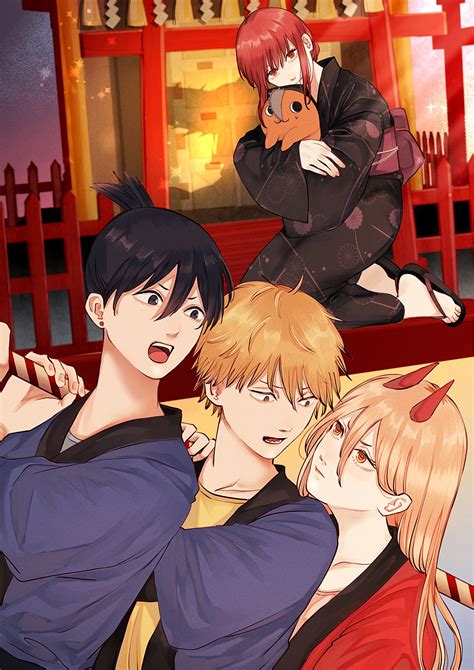 makima, power, denji, hayakawa aki, and pochita (chainsaw man) drawn by ...