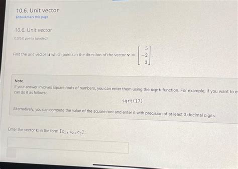 Solved Find The Unit Vector U Which Points In The Direction