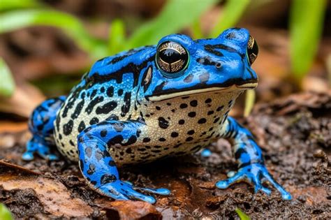 Blue Poison Toad In A Rainforest Setting Photo Premium Ai Generated Image