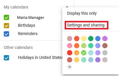 Delegating Google Calendars