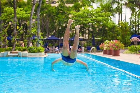 Man Jumping On The Pool 20469731 Stock Photo At Vecteezy