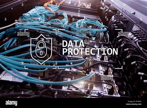Data Protection Cyber Security Information Privacy Internet And Technology Concept Server