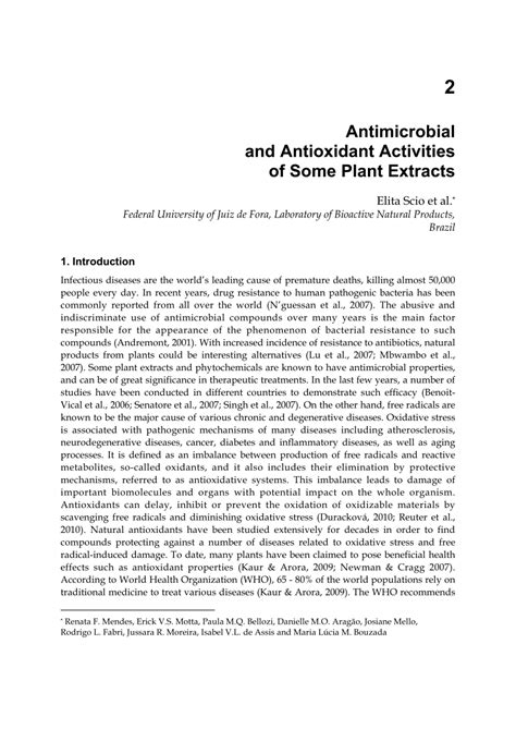 Pdf Antimicrobial And Antioxidant Activities Of Some Plant Extracts