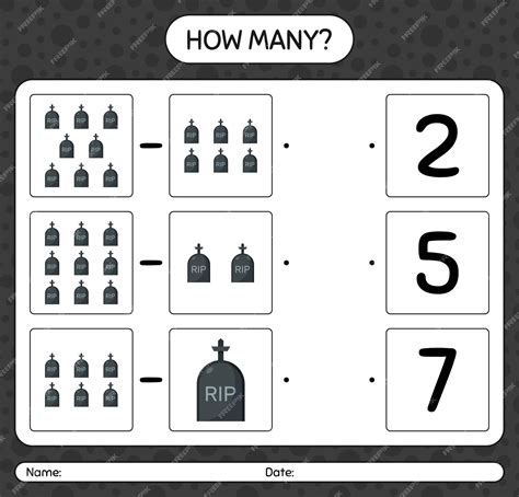 삭제 표시로 얼마나 많은 계산 게임 미취학 아동을 위한 워크시트 어린이 활동 시트 프리미엄 벡터