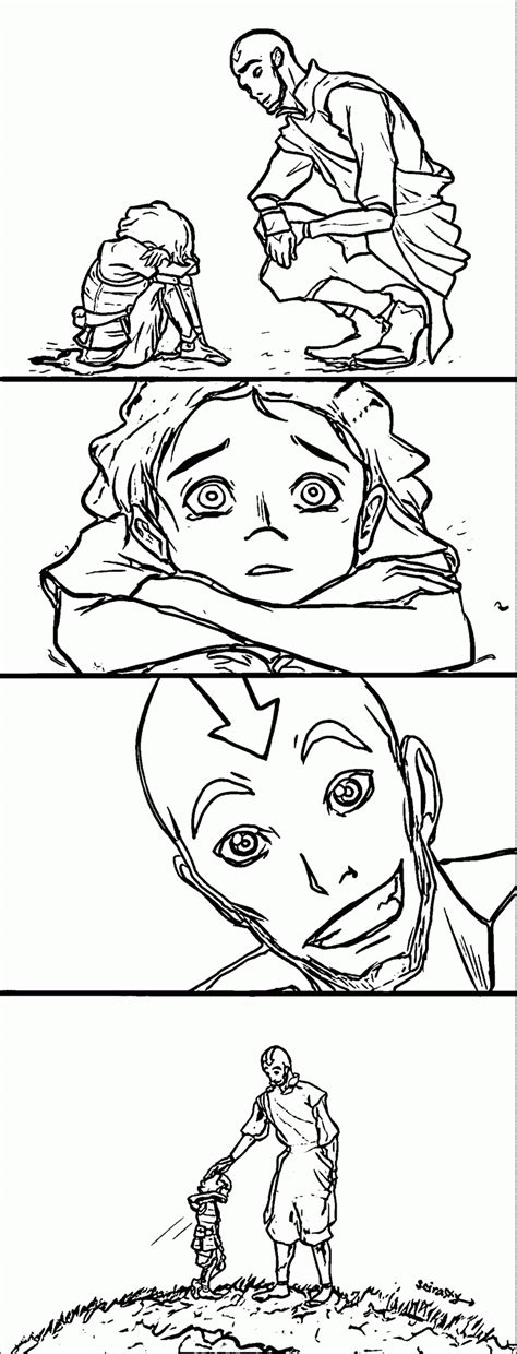 Aang And Lin Avatar Aang Coloring Page