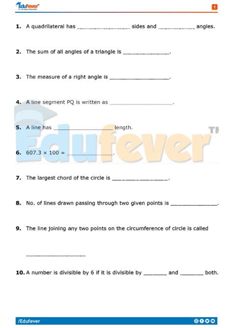 Cbse Class 5 Maths Revision Worksheet