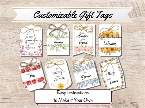 Customizable T Tag Printable Personalized Tags For T Giving The