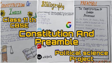Constitution And Preamble Projectpolitical Scienceclass 11project On Constitution And Preamble