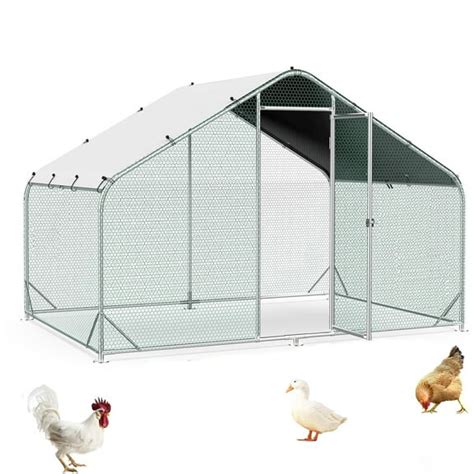 Large Chicken Coop Metal Chicken Run With Waterproof And Anti Uv Cover