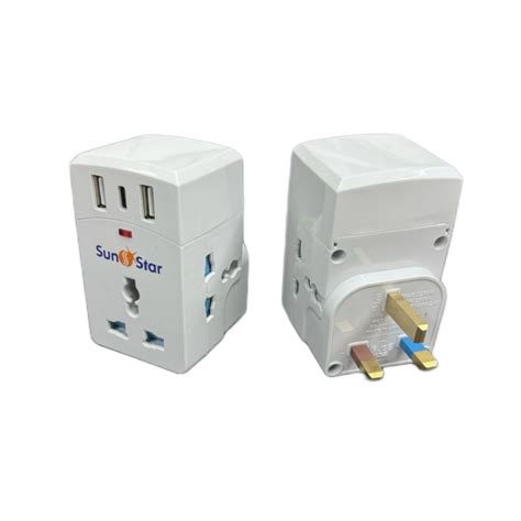 Sunstar 13a 3way Multiple Adaptor Multi Way 13a Plug Socket Easy For 2
