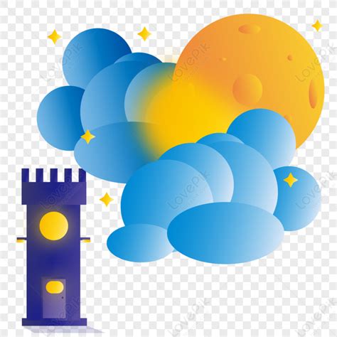 좋은 밤 장면을 평평하게하다 Png 일러스트 무료 다운로드 Lovepik