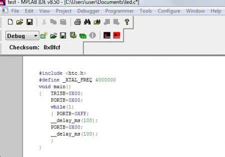 Blinking LED Using PIC Microcontroller Hi Tech C Compiler And MPLAB