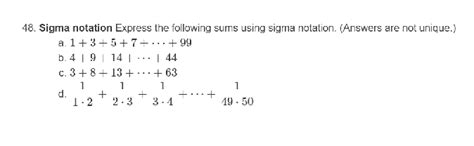 Solved Sigma Notation Express The Following Surns Using Chegg